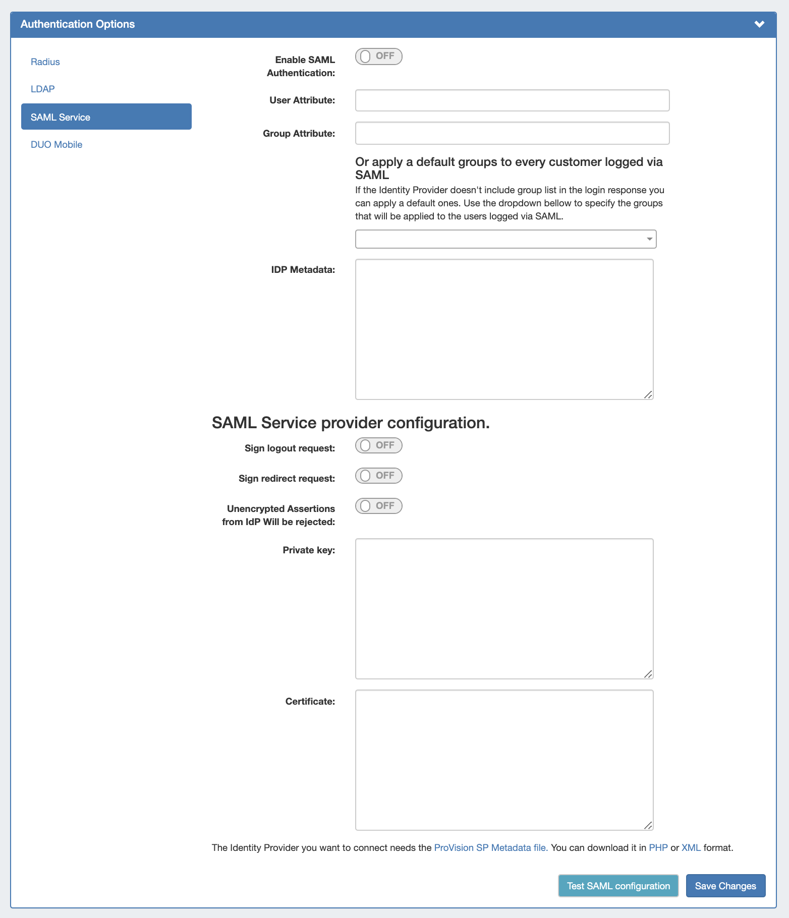 SAML Authentication - Documentation - 6connect Documentation